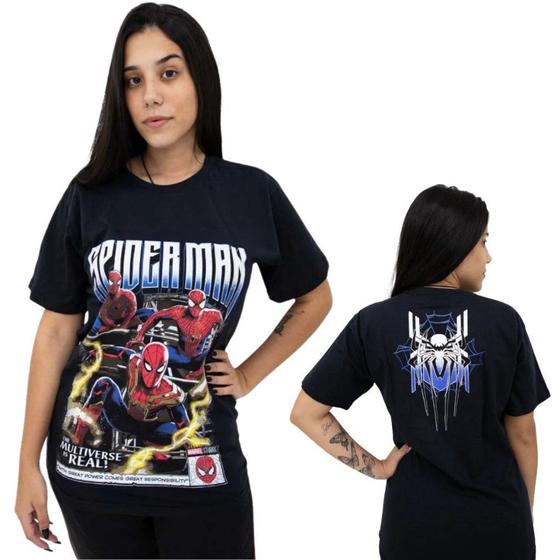 Camiseta Homem-Aranha Multiverso Preta Unissex Adulto 100% Algodão Oficial Marvel - Clube Comix ...