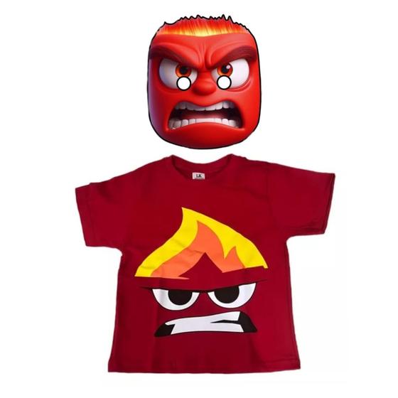 Camiseta Infantil Divertidamente Raiva Com Máscara de E.V.A 3D - SGB MODAS - Camiseta Infantil ...