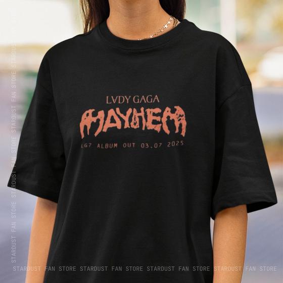 Camiseta LADY GAGA 100% ALGODÃO MAYHEM Novo Álbum 2025 Pop Branca Preta ...