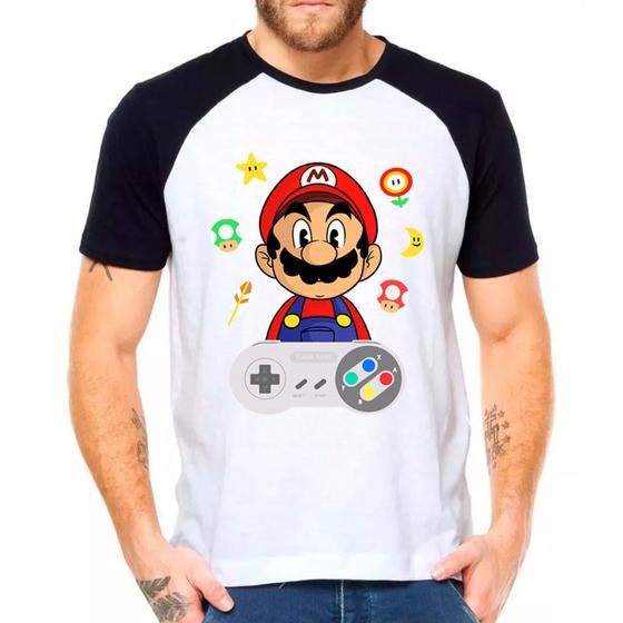 Camiseta Masculina Raglan Branca Super Mario 27 - DESIGN CAMISETAS ...
