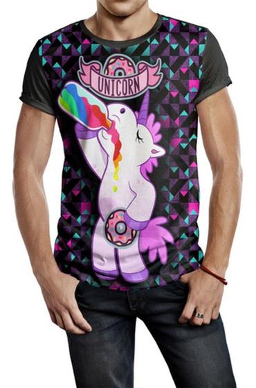 Camiseta Masculina Unicórnio Arco-íris Full Print Ref:908 - smoke ...