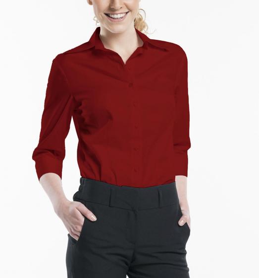 Camisete Camisa Social Feminina Manga 3/4 - BARCELOS MODAS - Camisete ...