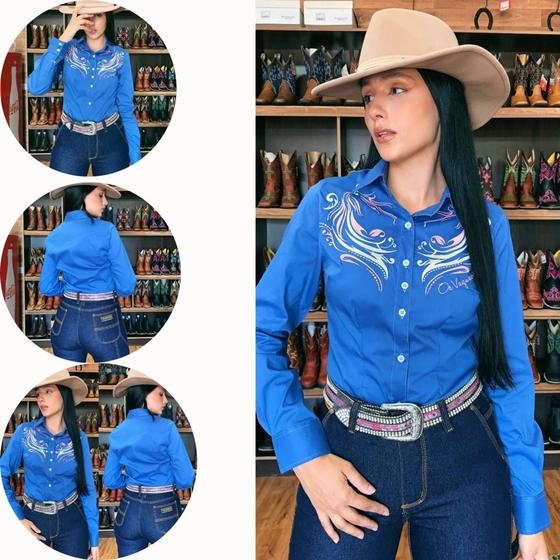 Camisete Manga Longa Feminina Os Vaqueiro Bordada Country - OS ...