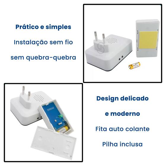 Campainha Residencial 50mt Alcance Sem Fio Resistente Água - It-Blue ...