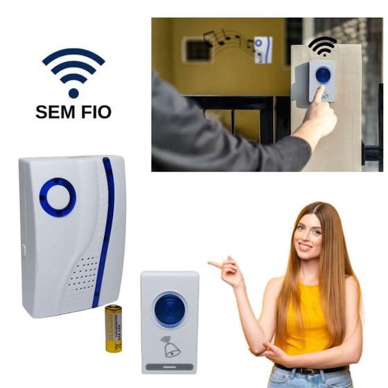 Campainha Residencial Domestica Uso interno/externo S/ fio Wireless Até ...