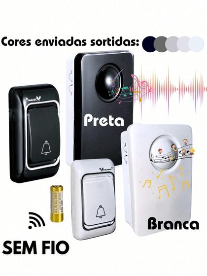 Campainha Residencial Sem Fio Longo Alcance 200m Prova Dágua Wireless ...