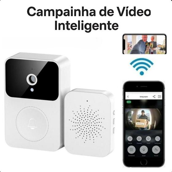 Campainha Wi-Fi para Casa com Câmera Externa e Áudio Branca - ASAF ...