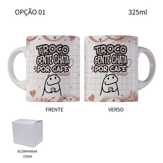Caneca 325ml Flork Troco Gente Chata Por Café Com Caixa - LARANJA E ...