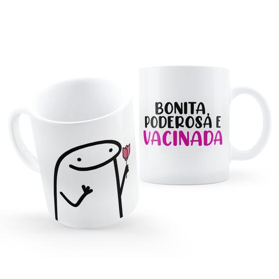 Caneca Bonita, Poderosa e Vacinada Flork Meme - Emotions Art - Canecas ...