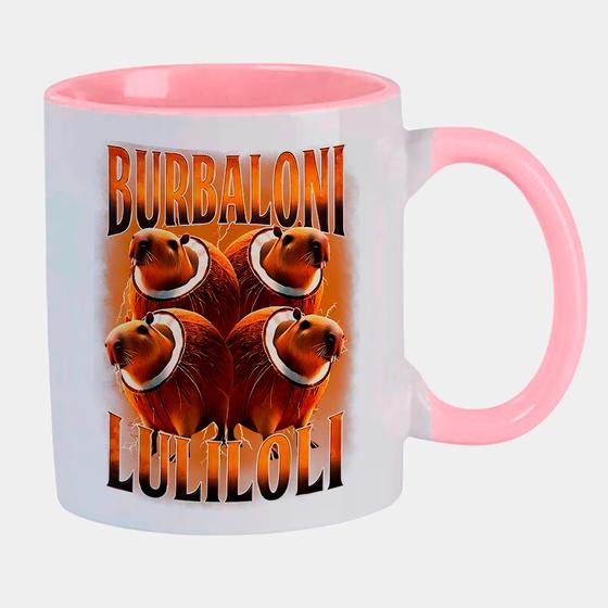 Caneca Branca Interna Rosa de Porcelana 325ml Burbaloni Luliloli ...