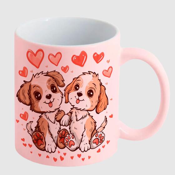 Caneca Candy Rosa de Porcelana 325ML CACHORRO CASAL APAIXONADO AMOR NAMORADOS 2 - Criatics ...