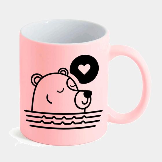 Caneca Candy Rosa de Porcelana 325ML CAPIVARA AMOR LOVE CORACAO 2 ...
