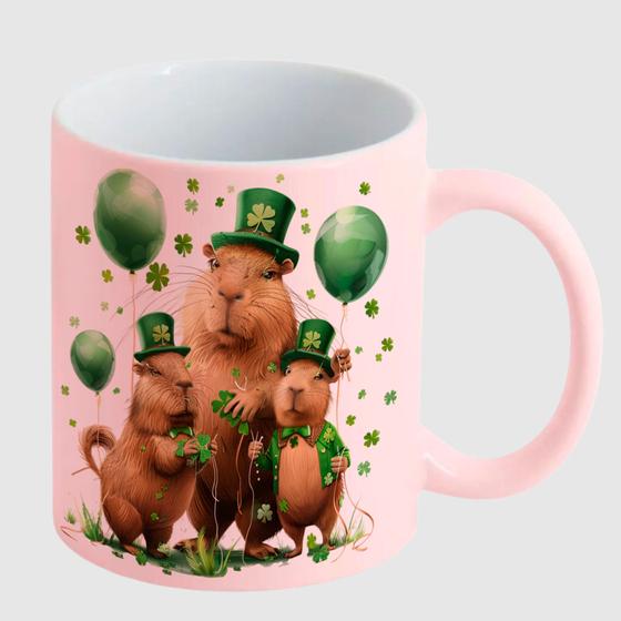 Caneca Candy Rosa de Porcelana 325ML CAPIVARA FAMILIA PATRICKS DAY 4 ...