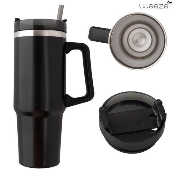 Caneca Copo Térmico 900ml Aço Inox com Tampa Canudo e Alça - WEEZE ...