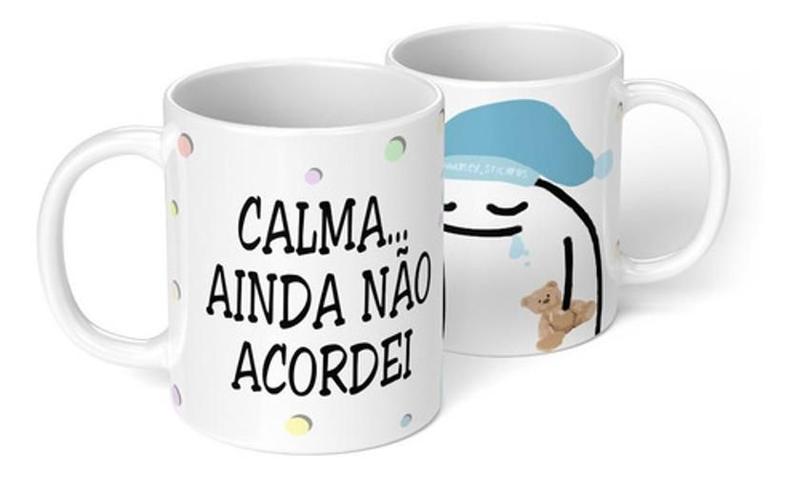Caneca Frases Meme Bento Flork - Calma Ainda Não Acordei - Personizi ...