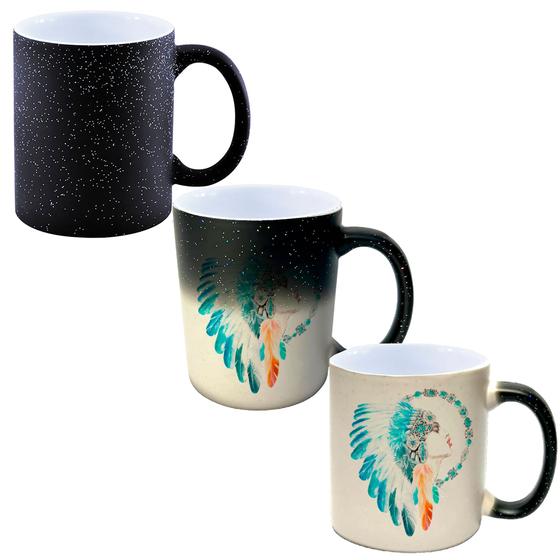Caneca Mágica Glitter Muda de Cor 325ml INDIA PENACHO AZUL ARTE CABOCLA ...