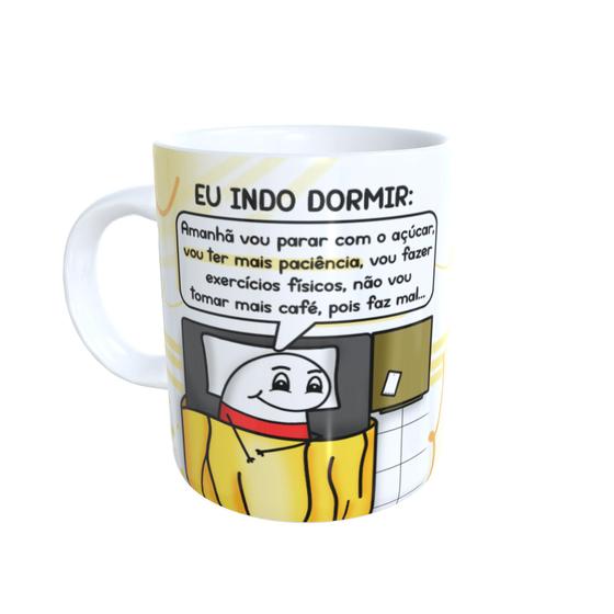 Caneca Meme Flork Eu indo Dormir Eu Acordando - Jlssublimação - Caneca ...