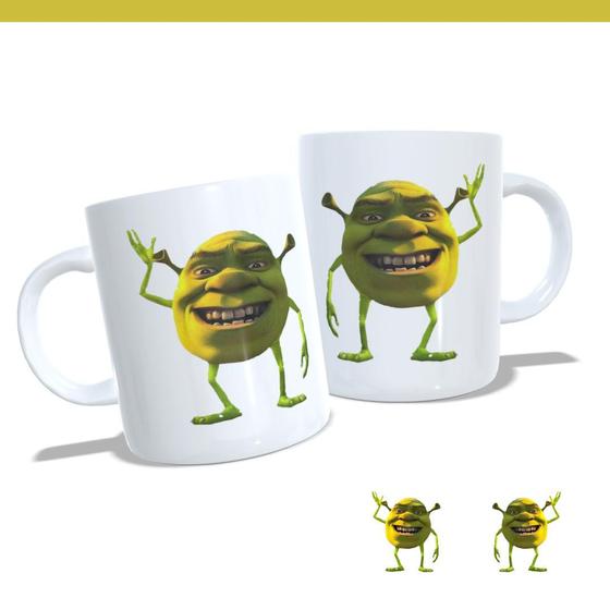 Caneca Meme - Shrek Wazowski + Embalagem branca para presente - Magikon ...