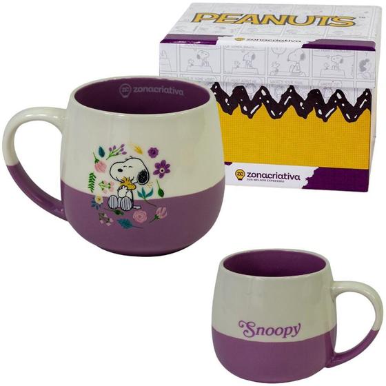 Caneca Snoopy Floral Cerâmica 400ML + Caixa Presente Oficial Peanuts - Zona Criativa - Caneca ...