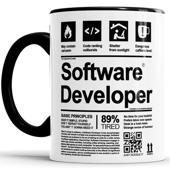 Caneca Software Developer - Desenvolvedor de Software - Elicomics - Canecas - Magazine Luiza