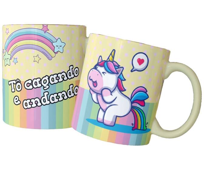 Caneca Tô Cagando E Andando Pra Você Unicórnio Indelicado Mago Das