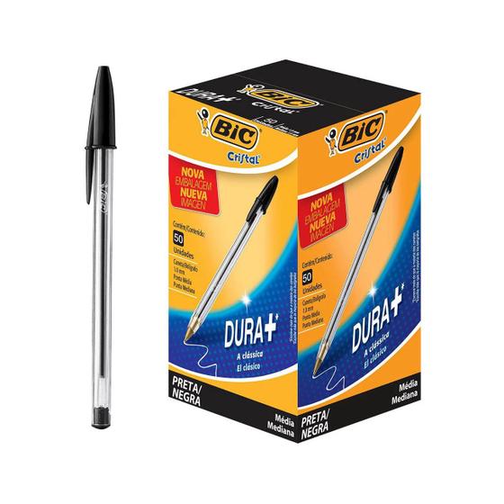 Caneta bic cristal preta escrita média caixa c/50 unidades - Caneta Esferográfica - Magazine Luiza