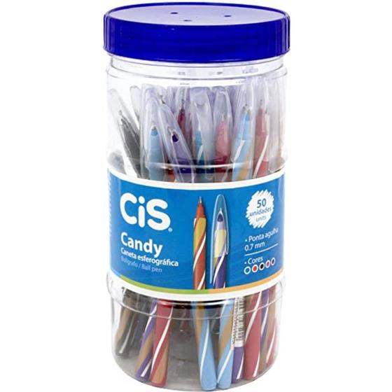 Caneta Cis Candy Esferográfica 0.7mm Pote 50 Und Sortidas - Caneta ...