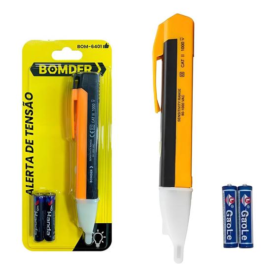 Caneta Detectora de Tensão 90-1000V BOM-6401 com Luz LED Bip Sonoro e ...