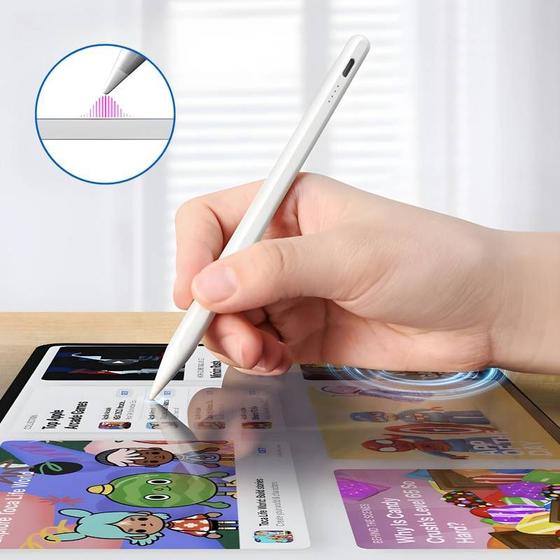 Caneta Digital Branca Recarregável USB Touch Screen Ponta Fina ...