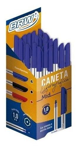 Caneta esferográfica Azul Brw 1,0mm caixa com 50 unidades - Caneta ...