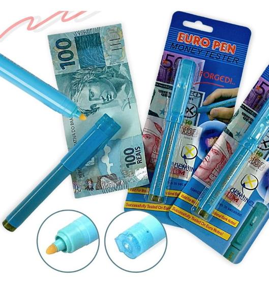 Caneta Euro Pen Testador De Dinheiro Nota Falsa - Caneta Detectora de ...