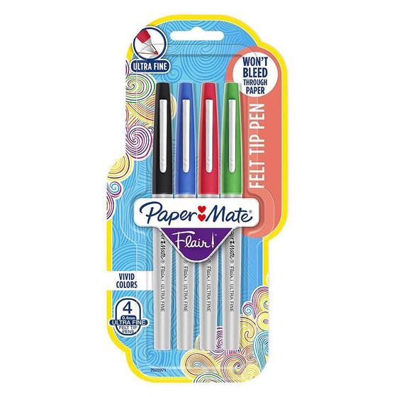 Caneta Hidrográfica Paper Mate Flair Ultra Fine 4 Cores - Caneta ...