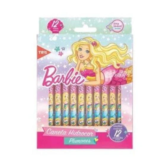 Caneta Hidrográfica Tris Hidrocolor Barbie Sereia 12 Cores - Caneta ...