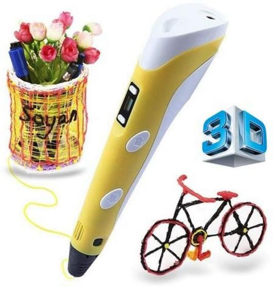 Caneta Impressora 3D Drawing Pen 3D C/ Filamento PLA Painel LCD Bivolt ...