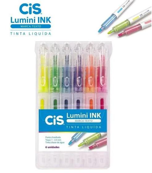 Caneta Marca Texto Cis Lumini Ink Tinta Liquida Neon C/6 Uni - Caneta ...