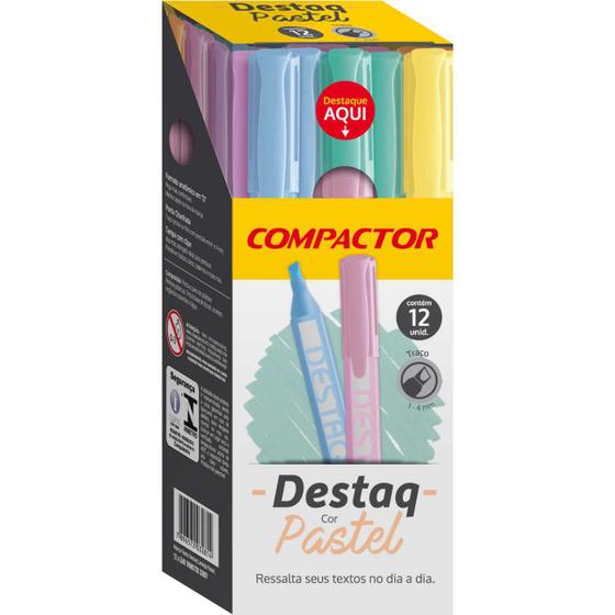 Caneta Marca Texto Destaq Rosa Pastel - Compactor - Caneta Marca Texto ...