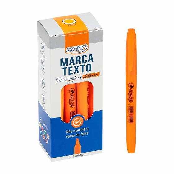 Caneta Marca Texto Fluorescente Laranja A2004 / 12 unidades / BRW ...