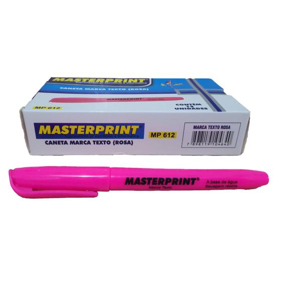 Caneta Marca Texto Rosa Caixa com 12 Unidades - MP612 Masterprint ...