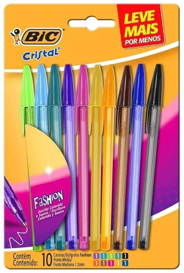 Canetas Bic kit com 10 Canetas Coloridas - Bic Cristal - Caneta - Magazine Luiza