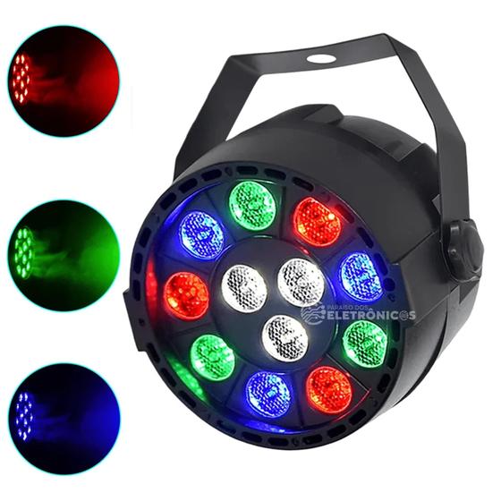 Canhão Jogo de Luz Strobo Efeito Luzes Colorido RGBW 12 LEDS iluminação ...