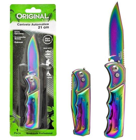 Canivete Automatico Camaleao 21cm Cabo Inox Com Bainha Espor - Original ...