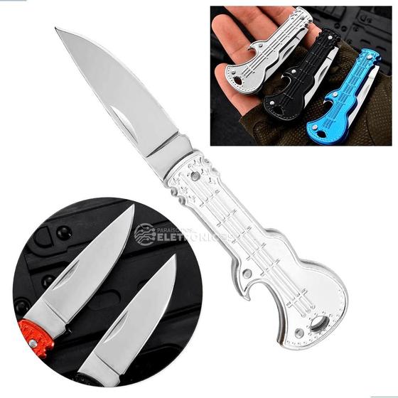 Canivete Chaveiro Guitarra Em Aço Multifuncional Com Lâmina Dobrável e ...