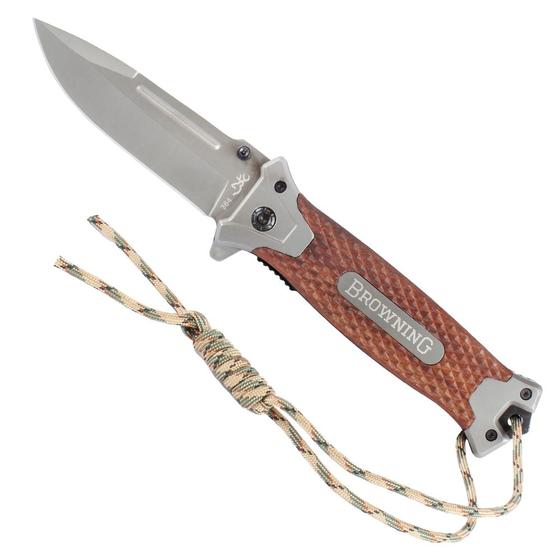 Canivete Tático Militar Inox Madeira Recartilhada 6339 Browning ...