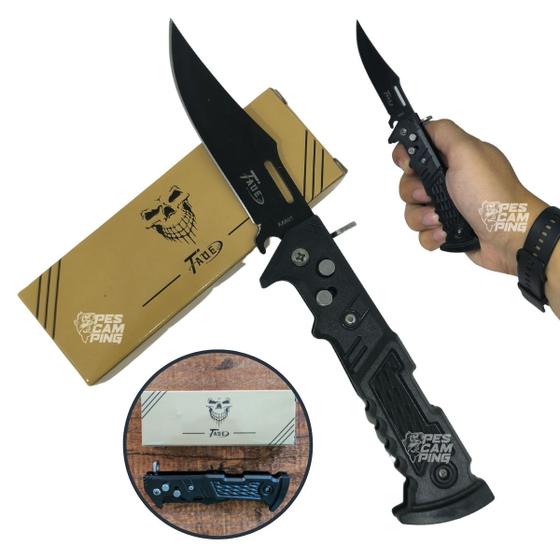 Canivete Tático Militar Semi Automático Retrátil Inox Afiado - Taue - Canivete Multiuso ...