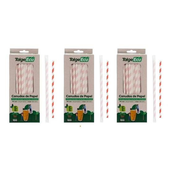 Canudo Ecologico Papel Branco e Vermelho embalado individualmente 3 ...