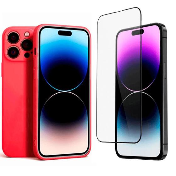 Capa Aveludada Anti Impacto iPhone 14 Pro Max + Pelicula 9D - M7 - Kit Capinha e Película para ...