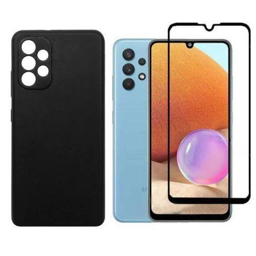 Capa Aveludada Preta + Película Vidro 9D Galaxy A32 4G - Samsung - Kit Capinha e Película para ...