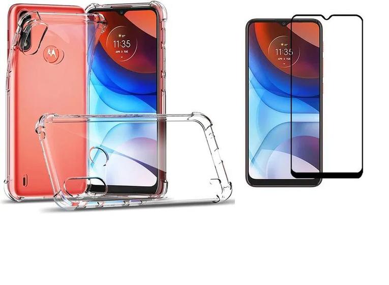 Capa Capinha Case Anti Impacto Pelicula Vidro Temperado 3d Moto E7