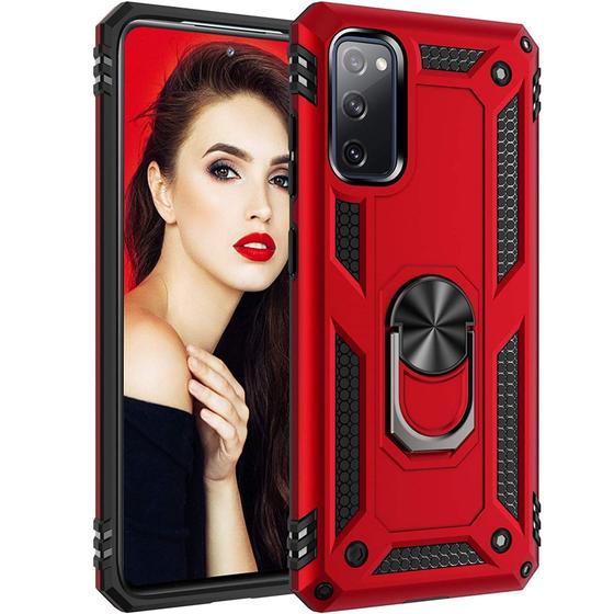 Capa Case Samsung Galaxy S20 FE (Fan Edition) (2020) (Tela 6.5) Dupla Camada Com Stand e Anel ...