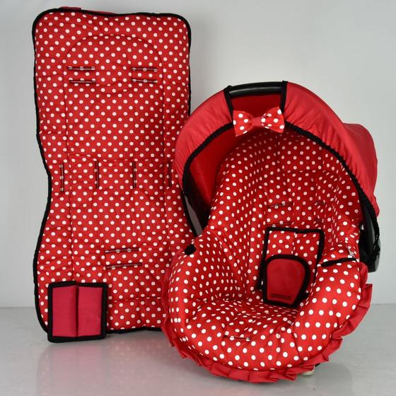 Capa de bebê conforto e capa carrinho - vermelho bola branca - ALAN ...